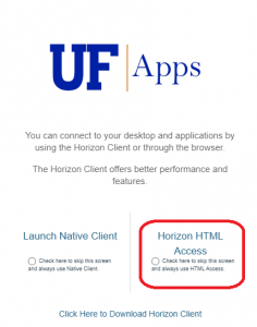 Access UFApps Horizon using a Web Browser » Apps » University of Florida